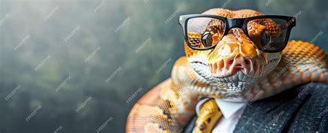 Elegant Python Dressed In Formal Business Suit And Sunglasses Posing