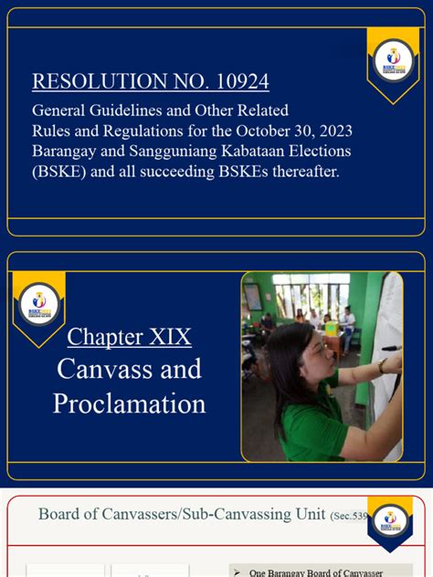 Guidelines For Bske Canvassing Procedures Pdf Elections Political