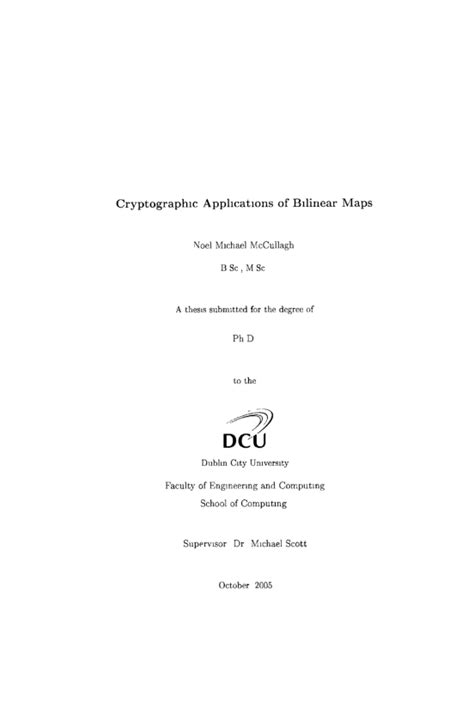 Pdf Cryptographic Applications Of Bilinear Maps