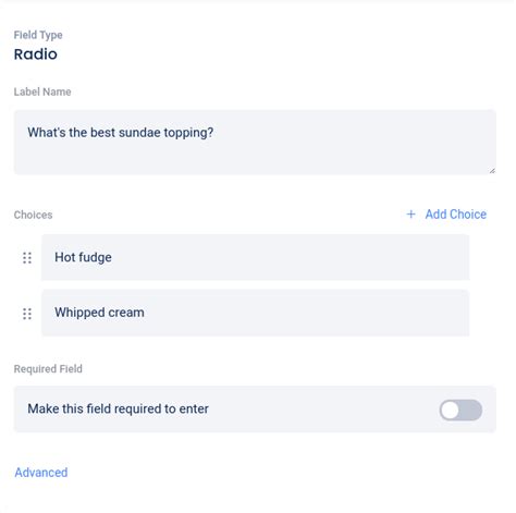 Radio Button Field Woobox Help