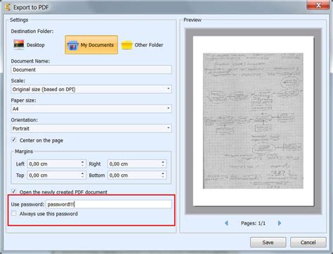 set the password to a pdf document