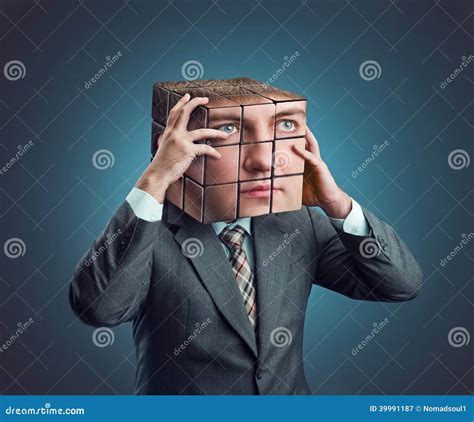 Businessman With Rubik Cube Head Stock Image Image Of Entertainment Casual 39991187