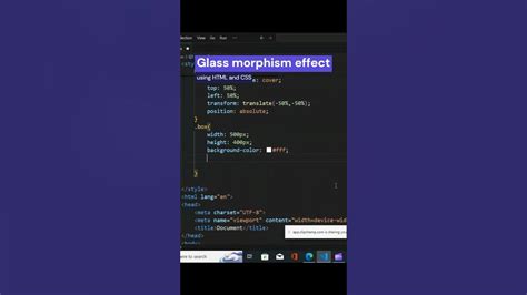 how to an easy create glass morphism effect using html and css 👍 shorts css html coding youtube