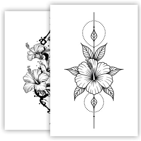 Hibiscus Tattoo Sketch Floral Linework Tattoo Design Fine Line
