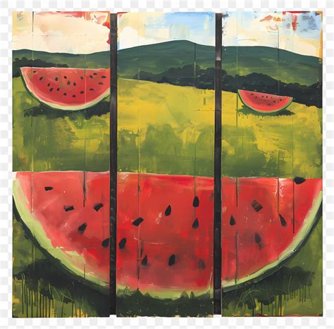 Watermelon Field Watermelon Art In A Field Png 3760x3708px