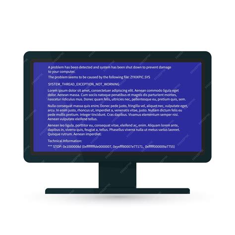 죽음의 블루 스크린이 있는 데스크탑 모니터 Bsod 시스템 충돌 보고서 소프트웨어 또는 하드웨어의 치명적인 오류 깨진 컴퓨터