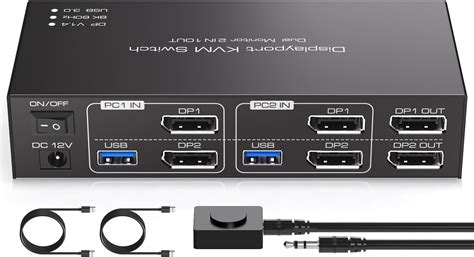 Amazon Com PVBCTCSID 8K 2 Displayport HDMI KVM Switch 4 Computers 3 Monitors 4K144Hz For 4 PC