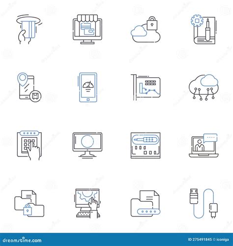 Two Factor Authentication Line Icons Collection Security Verification