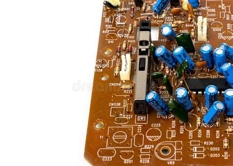 Electronic Board With Radio Components Connectors Slots And Processor Chip From An Electronic
