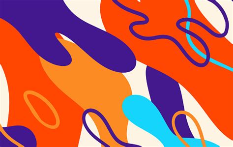 다채로운 모양 디자인의 추상적 인 유체 배경 패턴 포스터 전단지 벽지 및 복사 공간을위한 현대적인 복고풍 디자인 스타일 0명에 대한 스톡 벡터 아트 및 기타 이미지 Istock