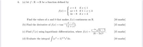 solved 6 a let s r r be a function defined by 2 4 if