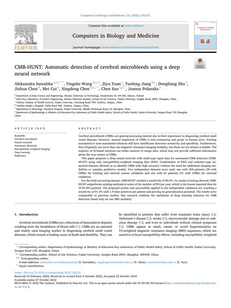 Pdf Cmb Hunt Automatic Detection Of Cerebral Microbleeds Using A Deep Neural Network