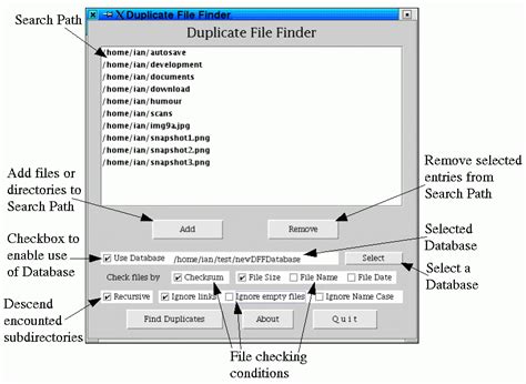 Duplicate File Finder User Manual The Main Window