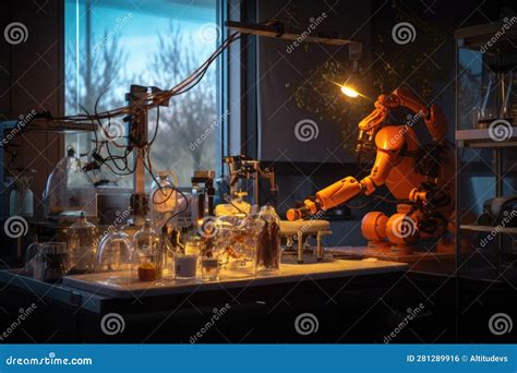 Robotic Arm Performing Delicate Tasks In Lab Stock Illustration Illustration Of Engineering