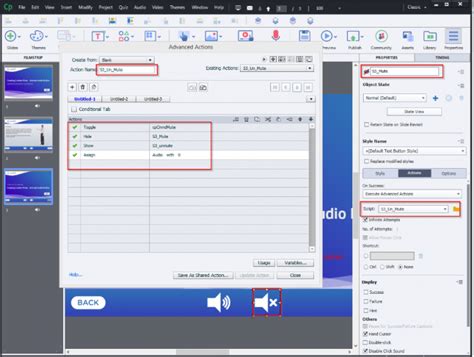 Adobe Captivate 2019 Creating Custom Mute And Unmute Audio Button Using Advanced Actions And