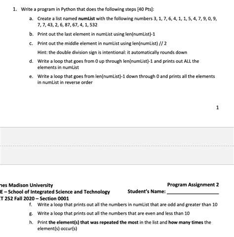 Solved 1 Write A Program In Python That Does The Following