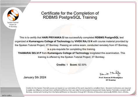 Hari Priyanka On Linkedin Postgresql Certification Iitbombay Sql