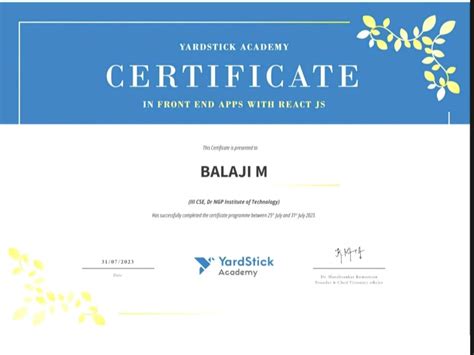 balaji m on linkedin frontendapps reactjs yardstickacademy