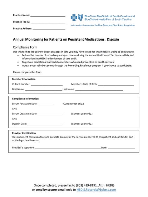 Fillable Online Annual Monitoring For Patients On Persistent Medications Digoxin Fax Email