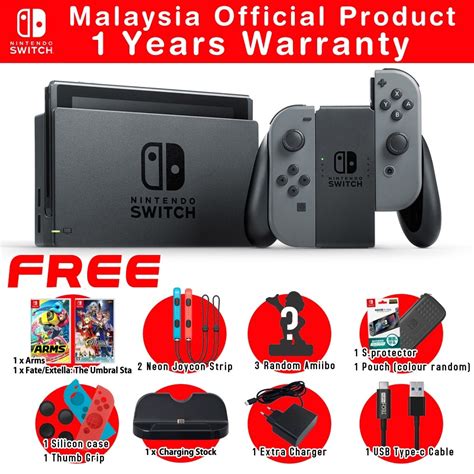 Nintendo Switch Holiday Bundle Grey Black V1 Shopee Malaysia