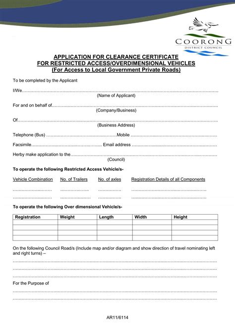 Application For Clearance Certificate For