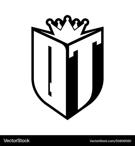 Qt Letter Bold Monogram With Shield Shape Vector Image