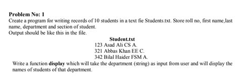 Solved Write Write Program In C Use File Handling