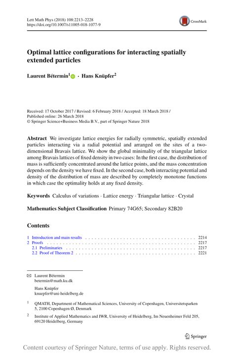 Optimal Lattice Configurations For Interacting Spatially Extended Particles