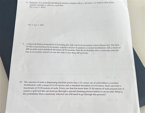 Solved 8 Suppose X Is A Nomally Distributed Random Variable