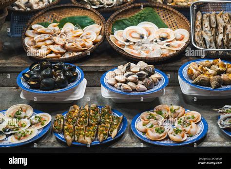 Snails And Clams At The Asian Seafood Street Food Night Market In