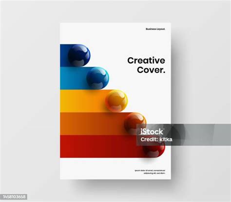 밝은 3d 구체 브로셔 템플릿입니다 독특한 잡지 표지 디자인 벡터 일러스트 레이 션입니다 A4 용지에 대한 스톡 벡터 아트 및 기타 이미지 Istock