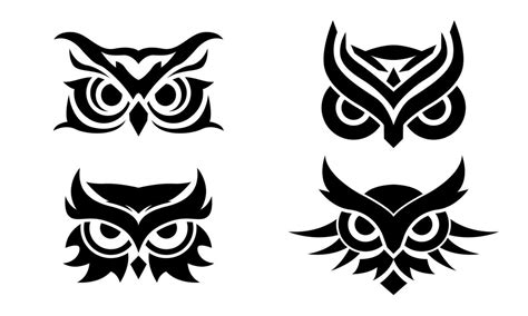 Collection Of Owl Head Logos Owl Tribal Design 35949026 Vector Art At