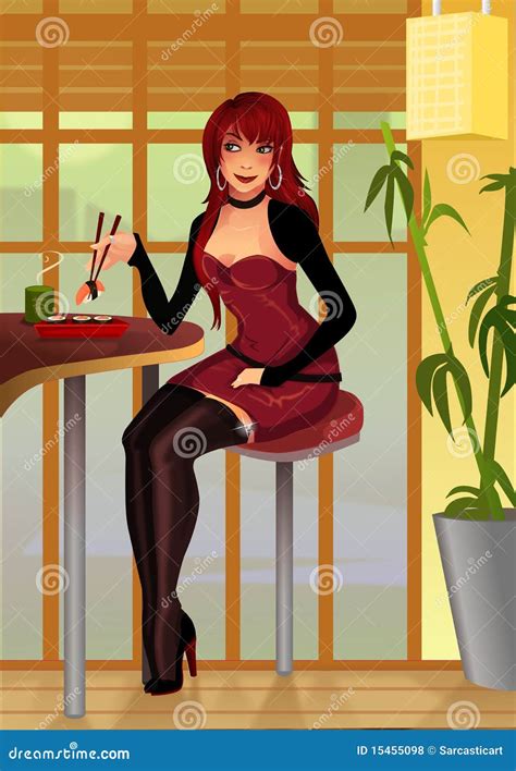 Sushi Girl Stock Illustration Illustration Of Bamboo 15455098