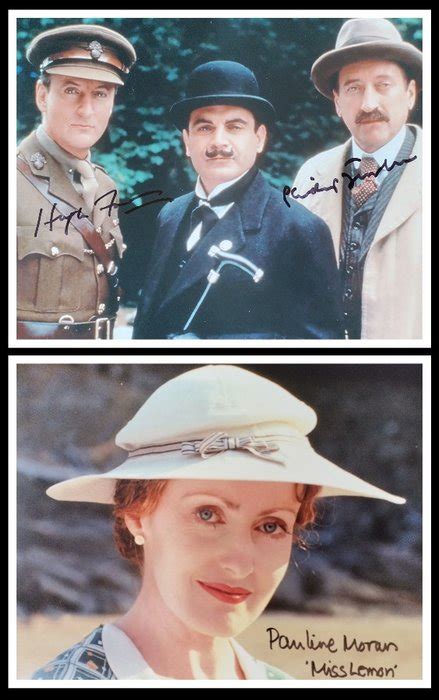 Hugh Fraser Philip Jackson Und Pauline Moran Signed Autograph Photo