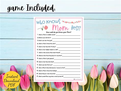 Who Knows Mom Best Mothers Day Game Mothers Day Party Game Printable