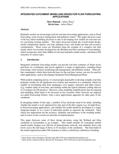 Pdf Integrated Catchment Modelling Issues For Flow Forecasting