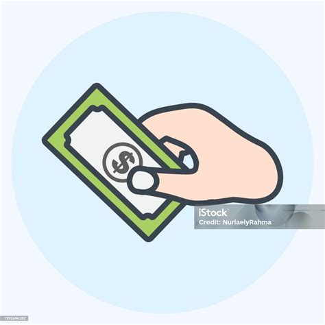 돈을 들고있는 아이콘 손 동작 기호에 적합합니다 컬러 메이트 스타일 편집 가능한 간단한 디자인 디자인 템플릿 벡터 간단한 기호 그림 3차원 형태에 대한 스톡 벡터 아트 및