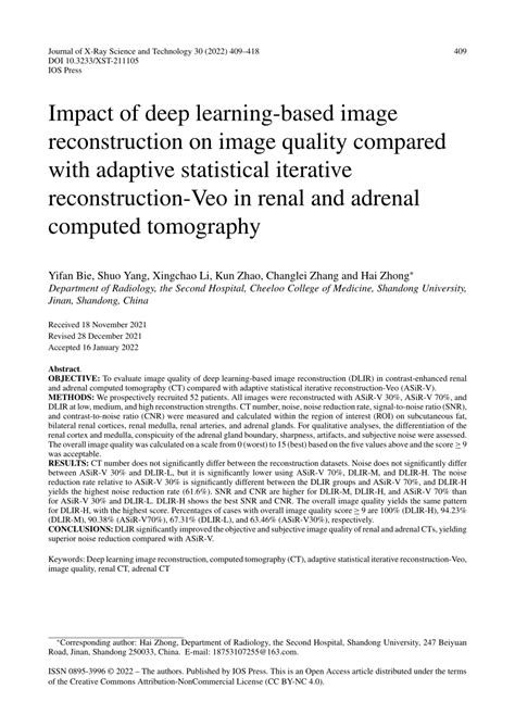 Pdf Impact Of Deep Learning Based Image Reconstruction On Image Quality Compared With Adaptive