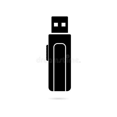 Usb Flash Memory Icon Color Icon With Long Shadow Stock Vector Illustration Of Black