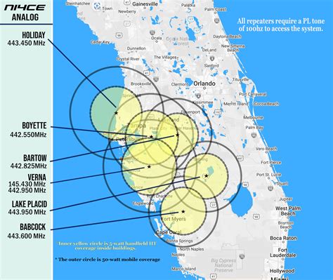 Ni4ce Repeater Map And Frequencies West Central Florida Group Inc