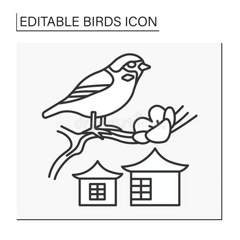 Sparrow Line Icon Stock Vector Illustration Of System 238340482