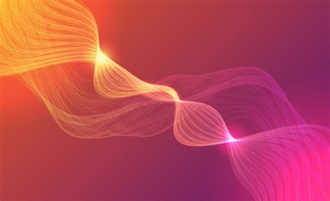 빛나는 파도와 추상 기술 배경 프리미엄 벡터