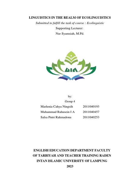 Linguistics In The Realm Of Ecolinguistics Submitted To Fulfill The Linguistics In The Realm Of Ecolinguistics Submitted To Fulfill The