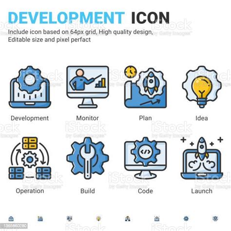 흰색 배경에서 격리된 윤곽선 색상 스타일로 설정된 벡터 Devops 아이콘입니다 운영 소프트웨어 앱 및 기술을 위한 아이콘 It