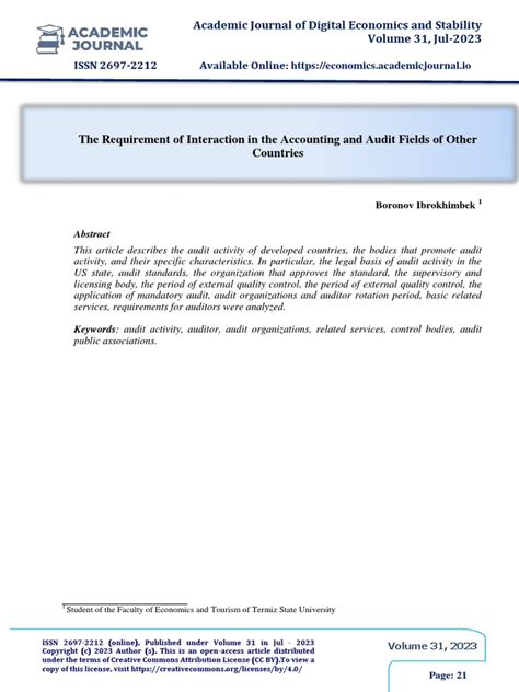 The Requirement Of Interaction In The Accounting And Audit Fields Of Other Countries Pdf