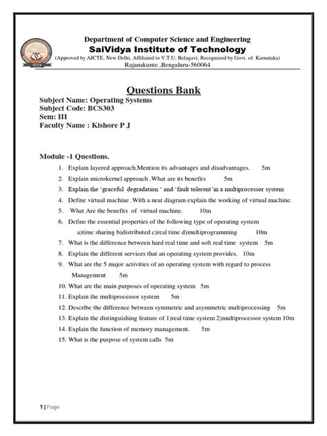 Question Bank Bcs303 Version3 Pdf Scheduling Computing