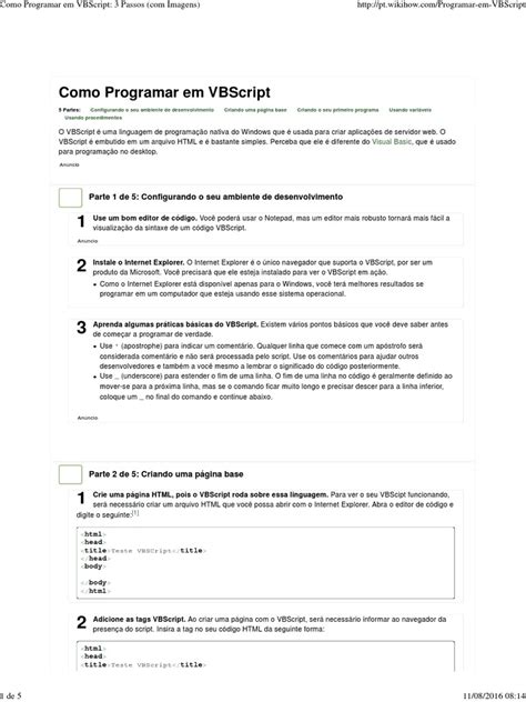 Como Programar Em Vbscript 3 Passos Com Imagens Pdf Html