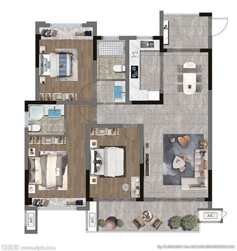 户型图 家配图 彩平图 洋房