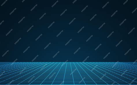 Premium Vector Perspective Grid Abstract Wireframe Landscape