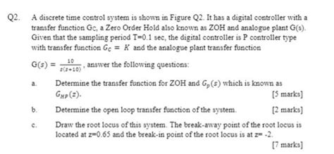 Solved A Discrete Time Control System Is Shown In Figure Chegg